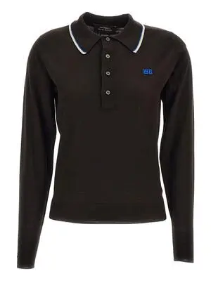 WALES BONNER Fine Merino Wool Long-sleeved Polo - Multicolor