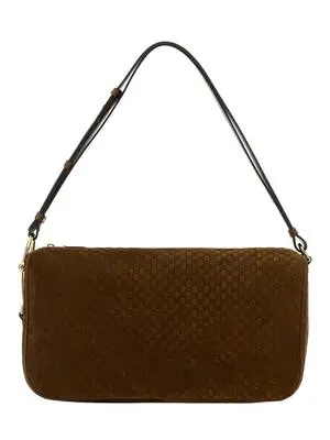 Gucci Suede Half Horsebit Shoulder Bag - Brown