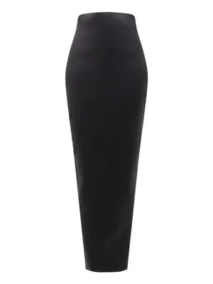 Rick Owens Long Stretch Wool Blend Skirt - Black