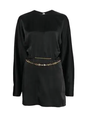 Saint Laurent Chain-link Detailed Open Back Dress - Black
