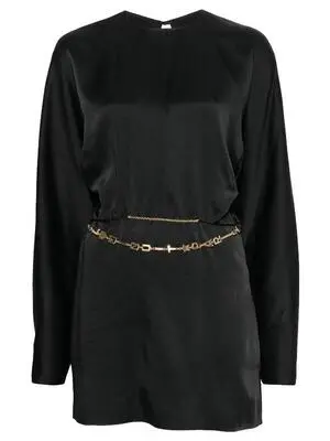 Saint Laurent Chain-link Detailed Open Back Dress - Black