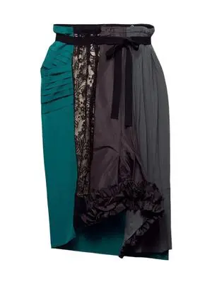 Prada Technical Taffeta Patchwork Skirt - Gray