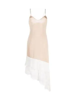 Vetements Lace Panelling Asymmetric Dress - Cream