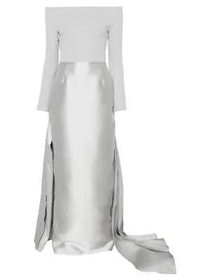 Solace London Satin Evening Gown - Gray