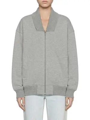 Gucci Cotton Blend Zip Bomber Sweatshirt - Gray