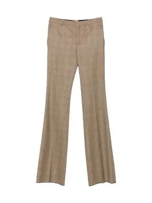 Saint Laurent Prince Of Wales Check Flared Trousers - Brown