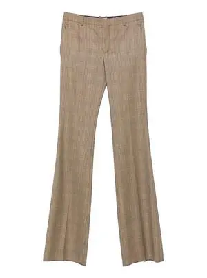 Saint Laurent Prince Of Wales Check Flared Trousers - Brown