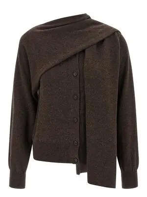 FERRAGAMO Cashmere Scarf Cardigan - Brown