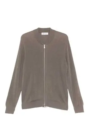 Brunello Cucinelli Ribbed Cardigan With Zip Closure - Brown