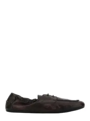 Prada Dark Leather Loafers - Brown