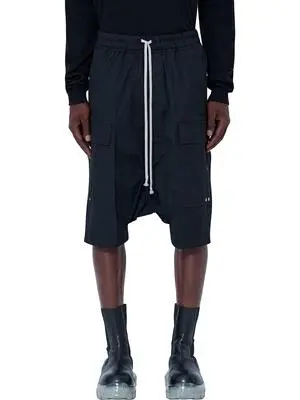 Rick Owens Cotton Blend Drop-crotch Cargo Shorts - Black