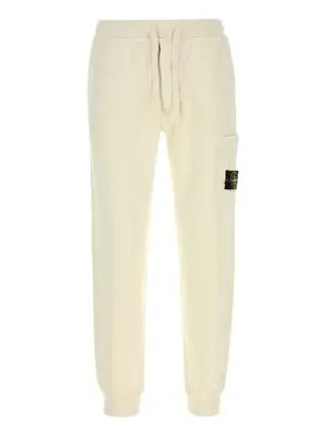 Stone Island Ivory Cotton Joggers - White