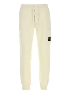 Stone Island Ivory Cotton Joggers - White