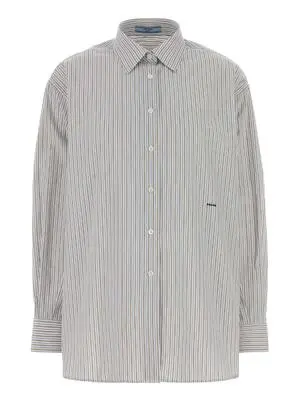 Prada Embroidered Poplin Oversize Shirt - Multicolor