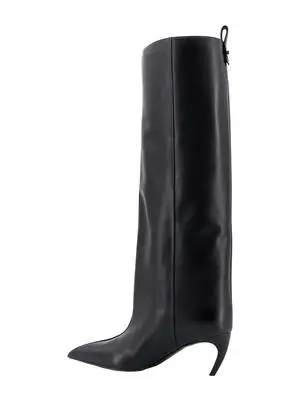 Attico Lea Leather Boots - Black