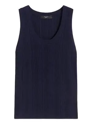Max Mara Ribbed Scoop Neck Pullover - Blue