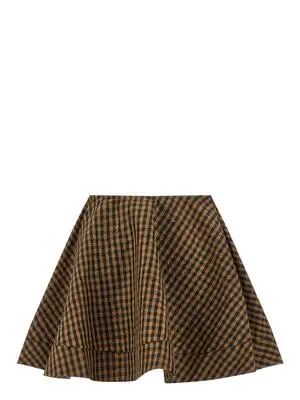GANNI Checked Mini Skirt - Brown
