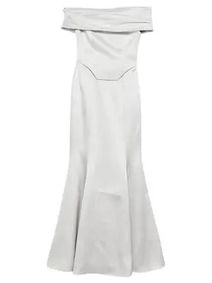 Solace London Off-shoulder Draped Evening Dress - Silver