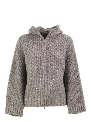 Peserico Alpaca Blend Knitted Cardigan - Gray