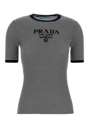 Prada Embroidered Silk T-shirt - Multicolor