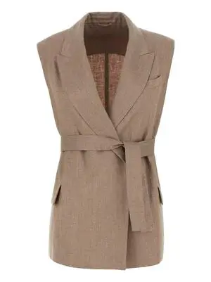 Brunello Cucinelli BRUNELLO CUCINELLI Linen Blend Vest Brown