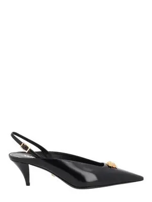 Versace Leather Slingback Pumps - Black