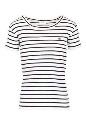 Celine Striped Silk And Cotton Blend T-shirt - Multicolor