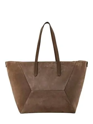 Brunello Cucinelli Suede Shoulder Bag With Monili Detail - Multicolor