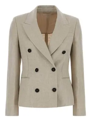 Brunello Cucinelli Linen Blend Blazer - Brown