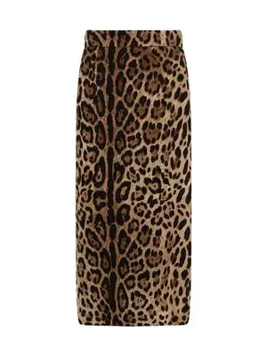 Dolce & Gabbana Stretch Viscose Longuette Skirt With Animal Print - Multicolor