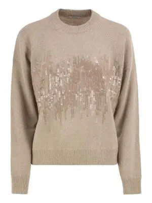 Peserico Sequined Alpaca Blend Jumper - Cream