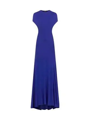 TOM FORD TOM FORD Backless Evening Dress With Cap Sleeves And Train Blue