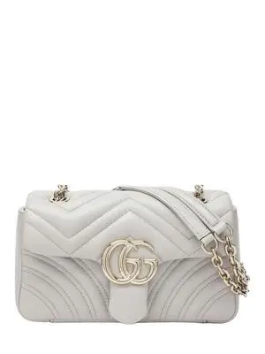 Gucci Gg Marmont Chevron Quilted Nappa Mini Bag - White