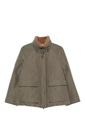 Brunello Cucinelli Shearling Collar Puffer Jacket - Green