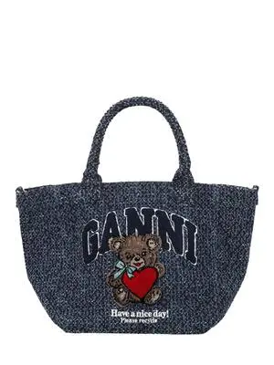 GANNI Tote Bag With Logo - Blue