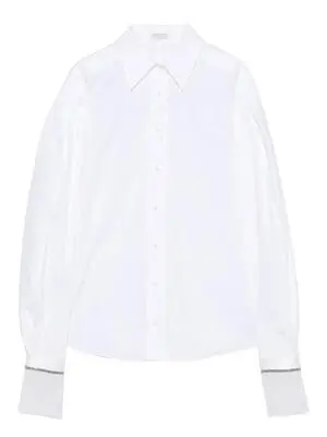 Brunello Cucinelli Silk Cotton Puff Sleeve Shirt - White