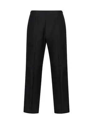 TOTEME Black Wool And Silk Slim Evening Trousers - Multicolor
