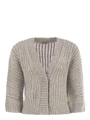 Peserico Wool And Alpaca Mesh Cardigan - Cream