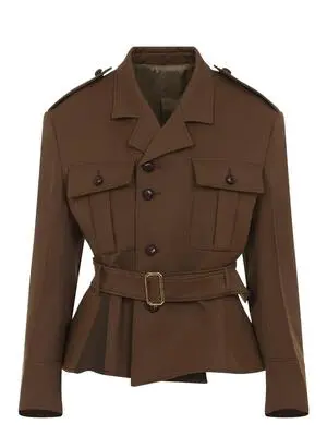 Celine Peplum Jacket - Brown
