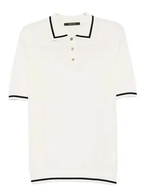 MONTECORE Knit Polo With Contrasting Trim - White