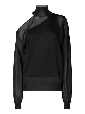 Fendi Silk Organza Turtleneck Sweater Set - Black