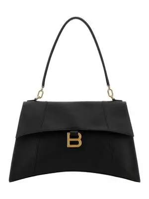Balenciaga Leather Hourglass Shoulder Bag - Black