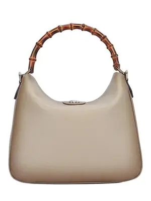Gucci Diana Grained Leather Handbag With Bamboo Handle And Gg Logo - Cream