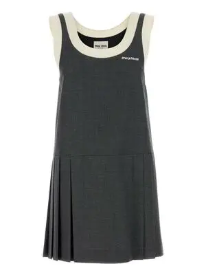 Miu Miu Miu Miu Wool Mini Dress Gray