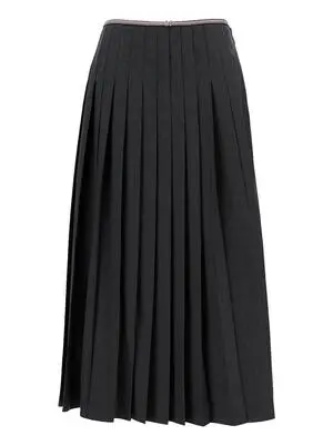 Thom Browne THOM BROWNE Calf Length Narrow Pleated Skirt Multicolor