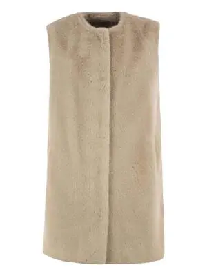 Herno Long Faux Fur-effect Gilet - Cream