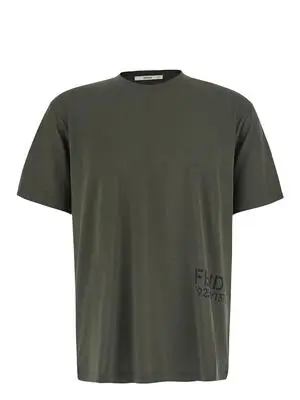 Fendi Fendi Men Green T-Shirt With Tone-On-Tone Logo On The Side In Cotton For Men Green