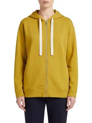 Max Mara Max Mara Women Max Mara Doria Embroidered-Logo Cotton-Blend Hoodie Yellow