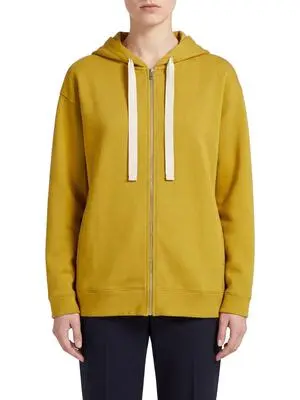 Max Mara MAX MARA Doria Embroidered-Logo Cotton-Blend Hoodie Yellow