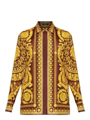 Versace Floral Silk Blouse - Red